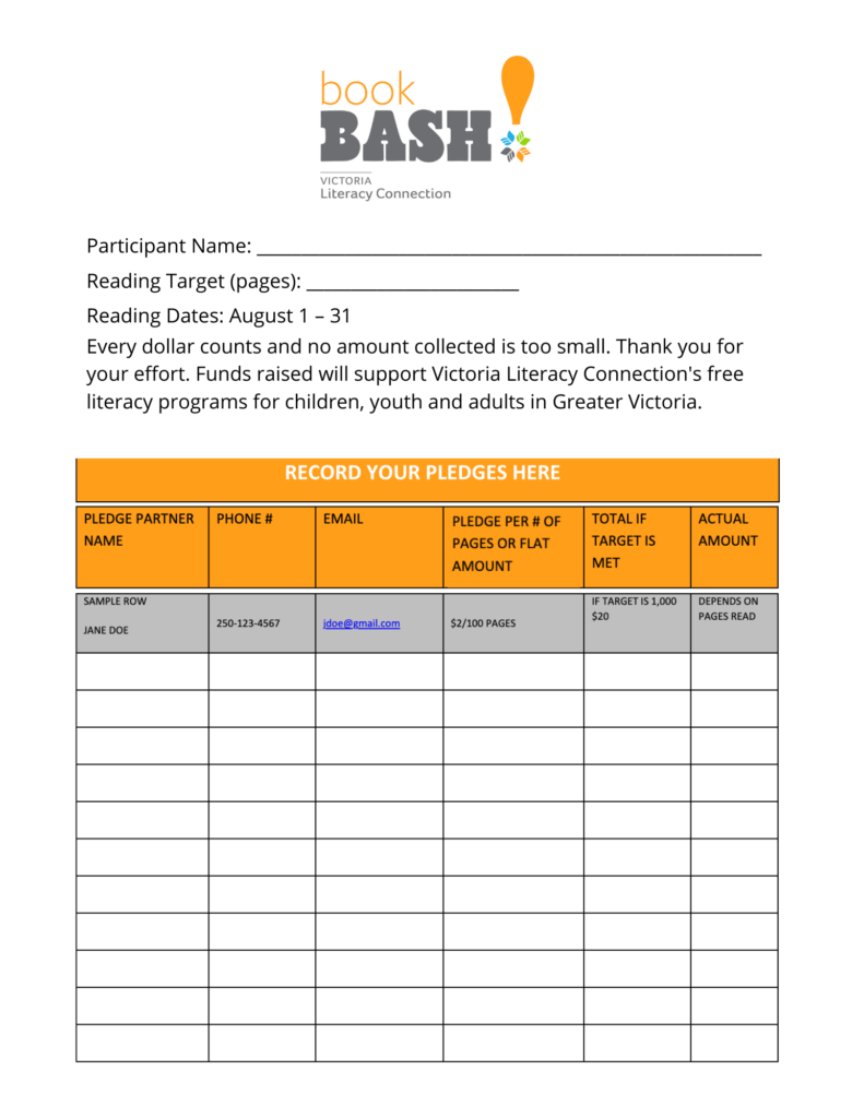 Pledge form – Opening the World of Learning in Our Community